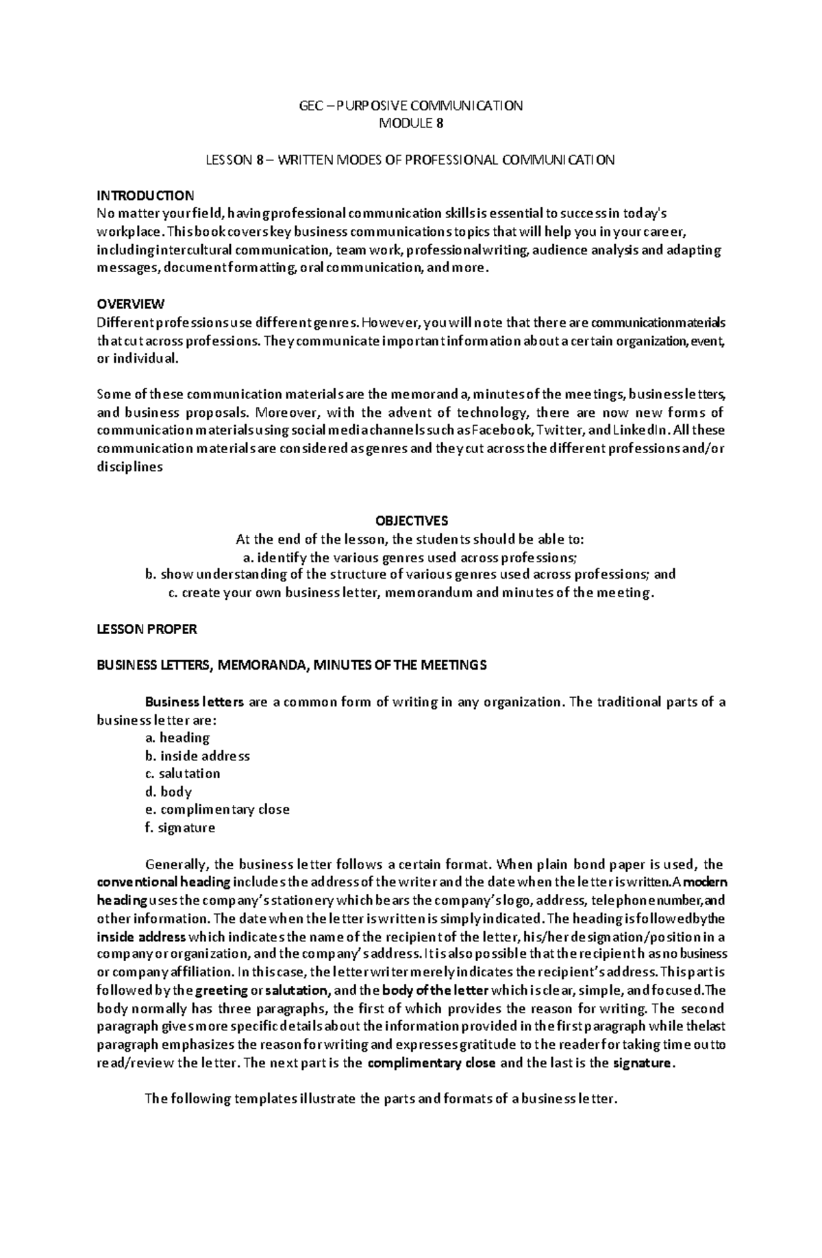 Purposive Communication Module 8 1 1 - GEC – PURPOSIVE COMMUNICATION ...