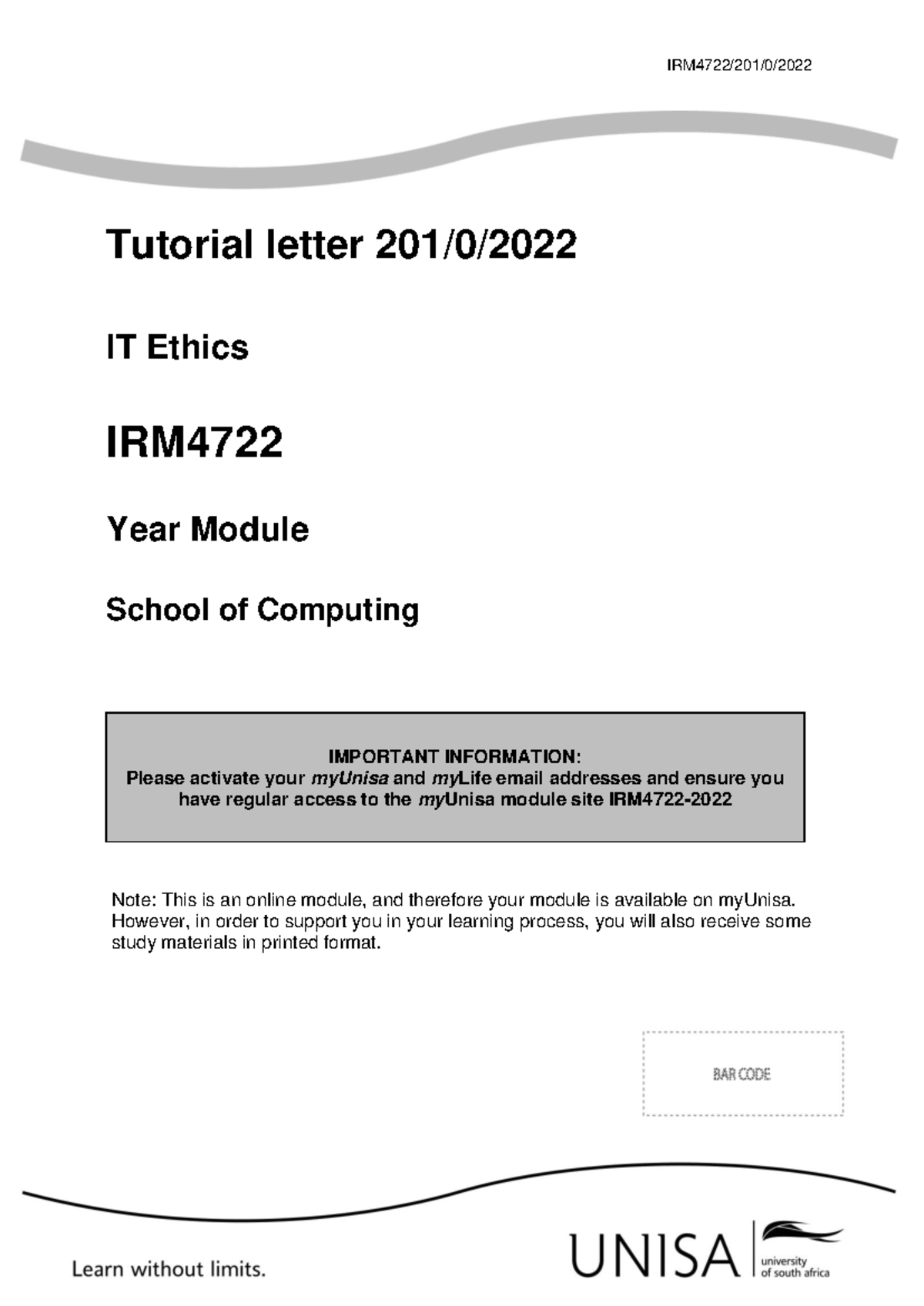 IRM4722 201 0 2022 B Assignment 1Solution - Tutorial letter 2 01/ 0 ...