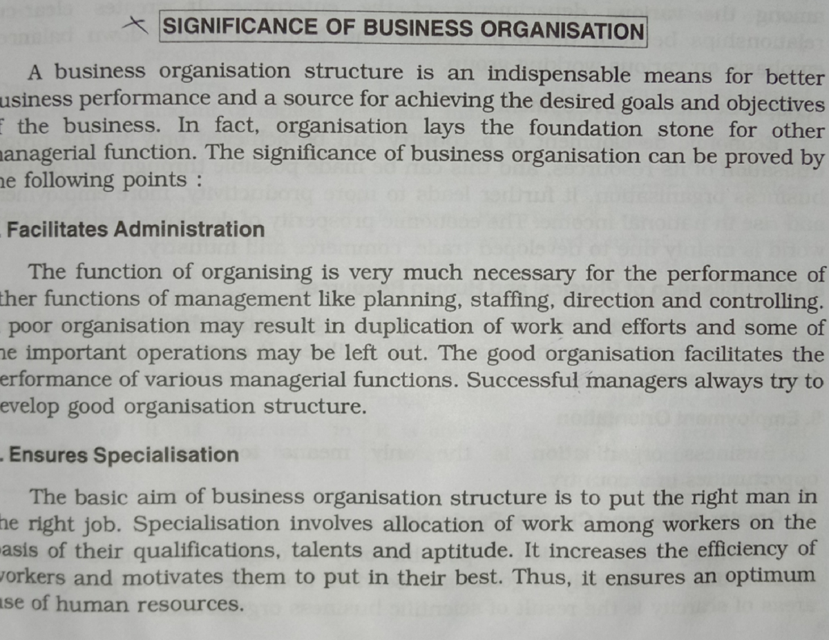 Significance of business organisation - Bachelor of Commerce - Studocu