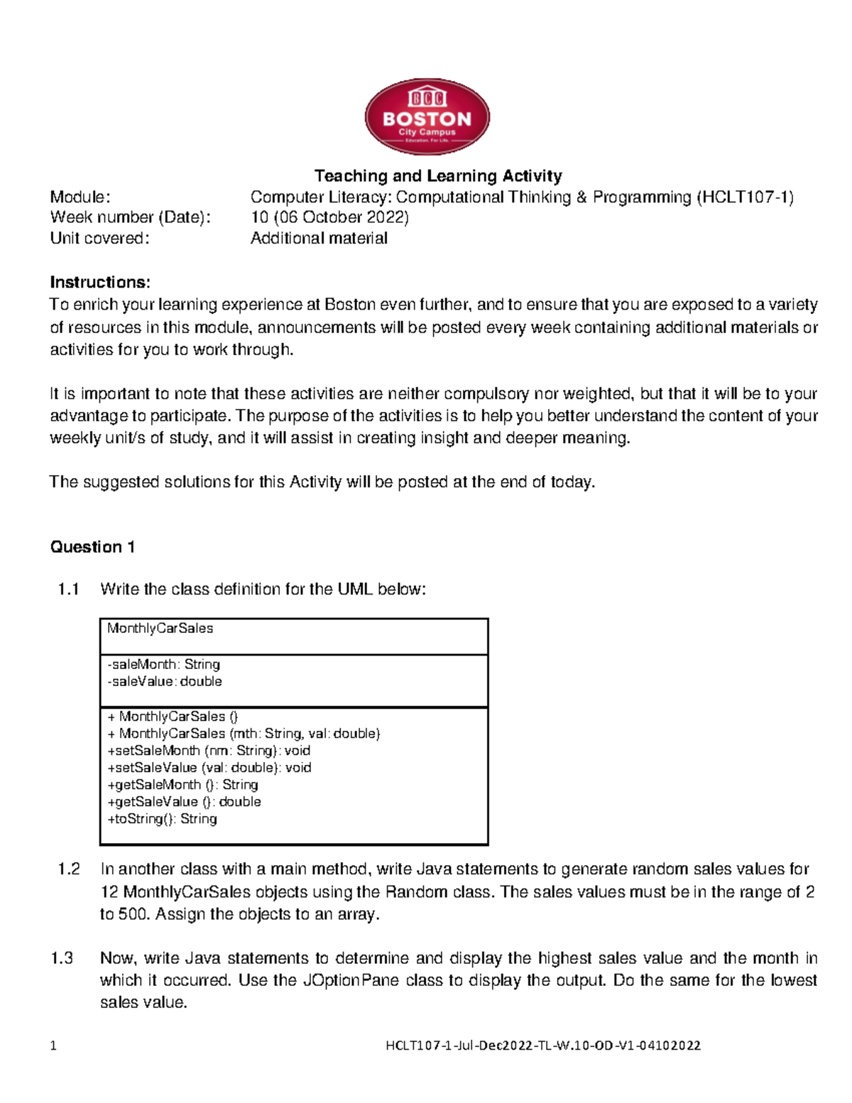 Additional activity 3 - 1 HCLT107-1-Jul-Dec2022-TL-W-OD-V1- Teaching ...
