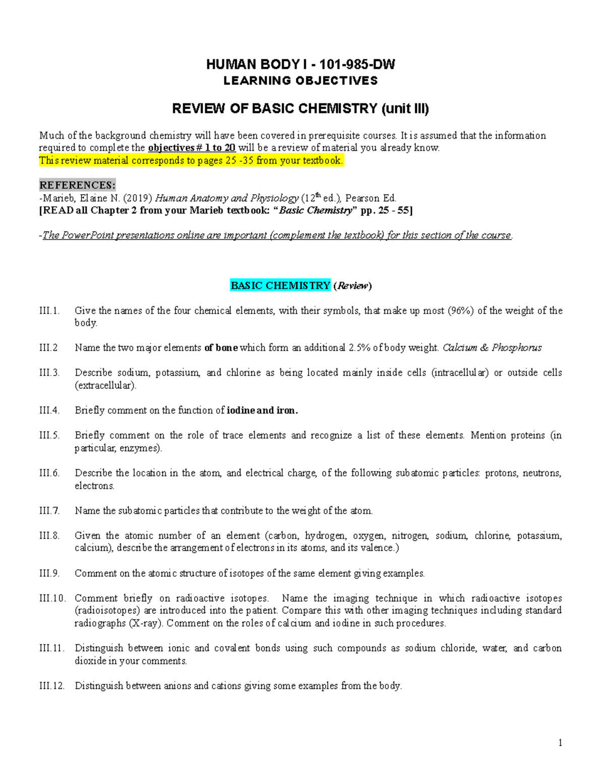 985-f19-objectives-chem-intro-organic-molecules-human-body-i-101