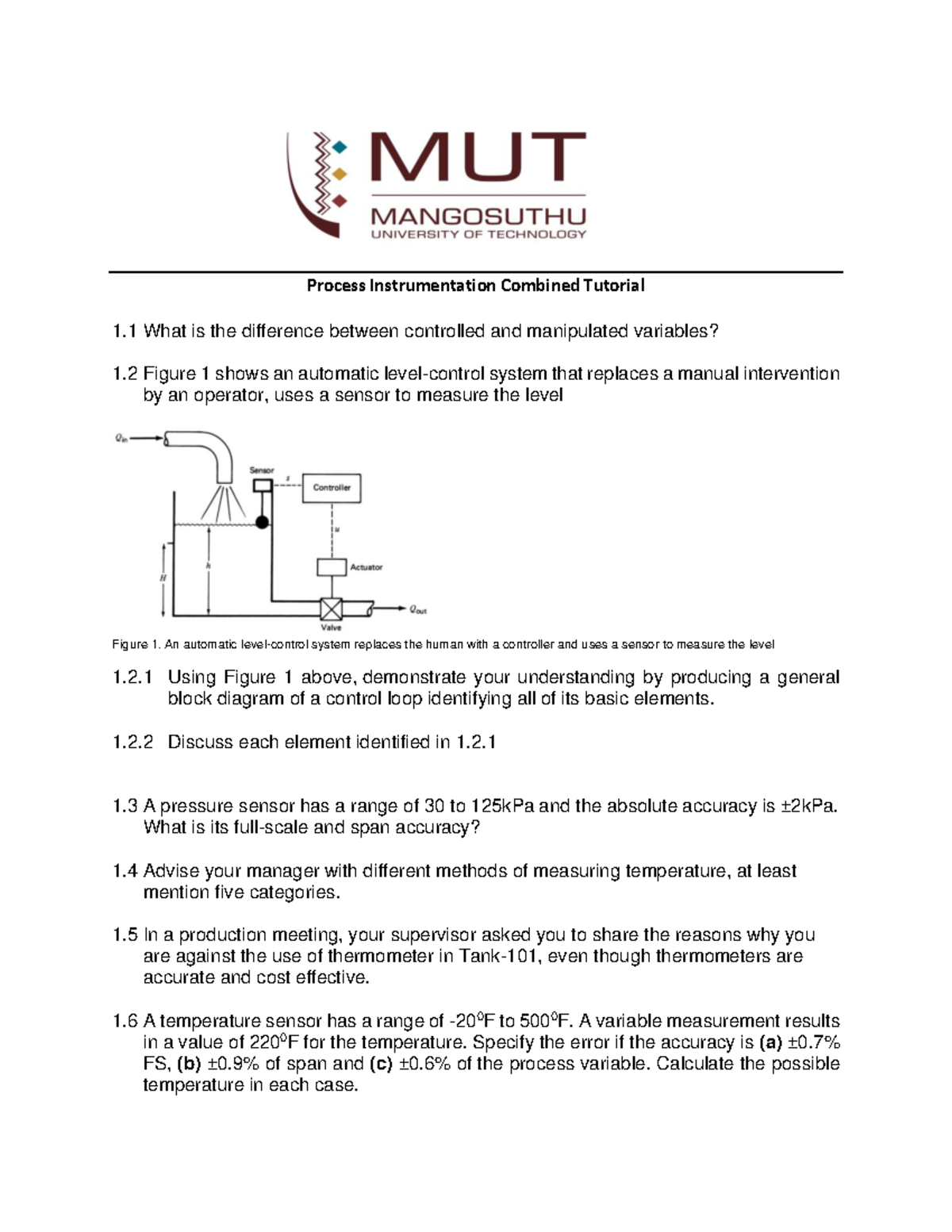 Instrumentation Tutorial - Process Instrumentation Combined Tutorial 1 ...