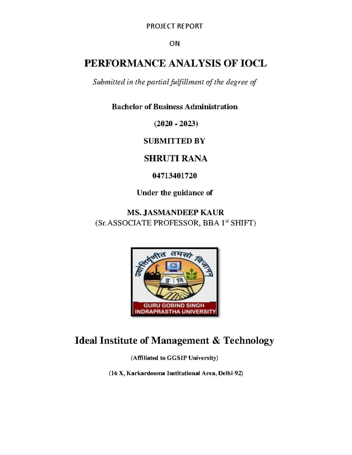 Project Report (1).docx iocl 2.0 (1).docx 2 - PROJECT REPORT ON PERFORMANCE ANALYSIS OF IOCL ...