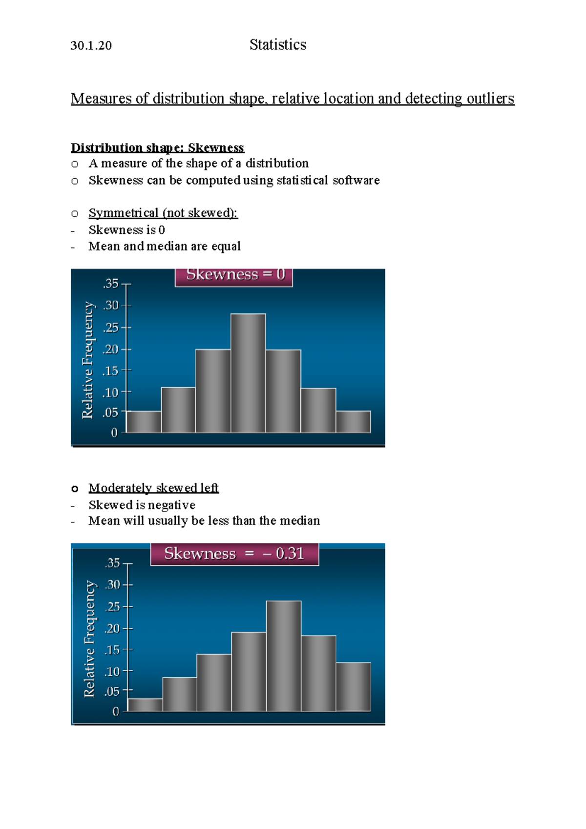 Measures of distribution shape - The monthly rent prices for these ...