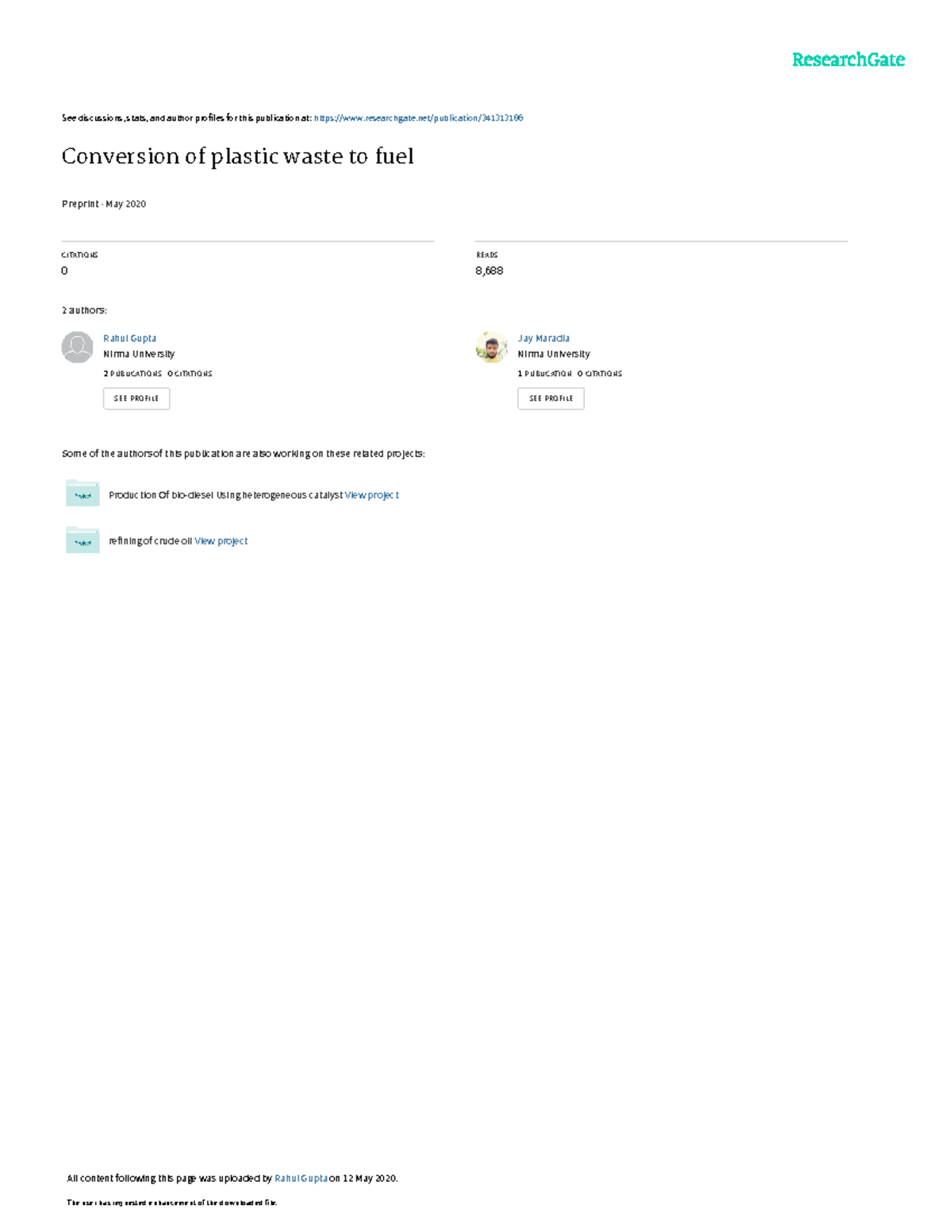 Conversion of plastic to fuel by pyrolysis - See discussions, stats ...