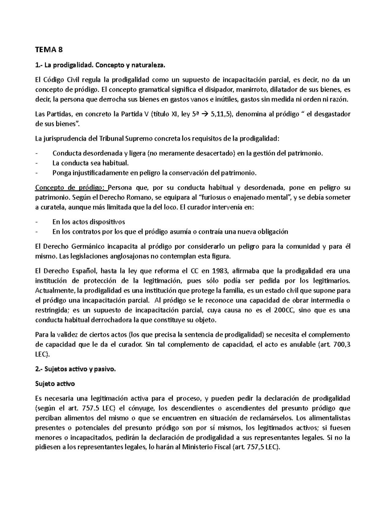 TEMA 8 ( Prodigalidad) - Apuntes 8 - TEMA 8 1.- La prodigalidad ...