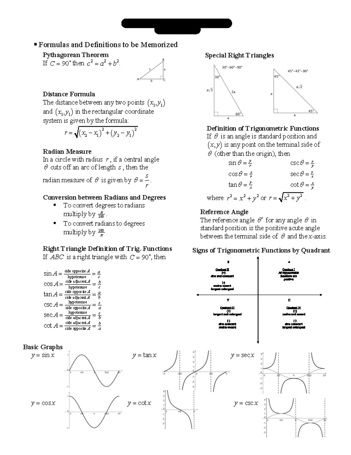 Trig+Identities+ / - Math 124 – Final Exam Study Guide McKeague 8 th ...