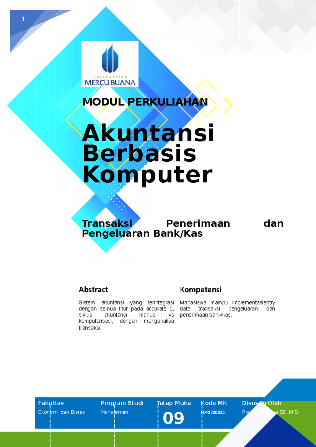 Modul ABK 09 - materi - 1 MODUL PERKULIAHAN Akuntansi Berbasis Komputer ...