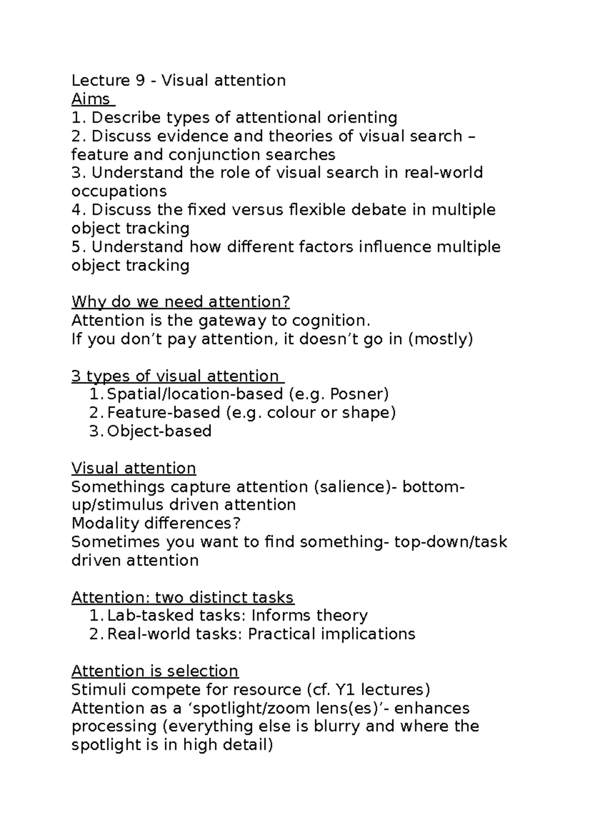 Lecture 9 - Visual attention - Lecture 9 - Visual attention Aims ...