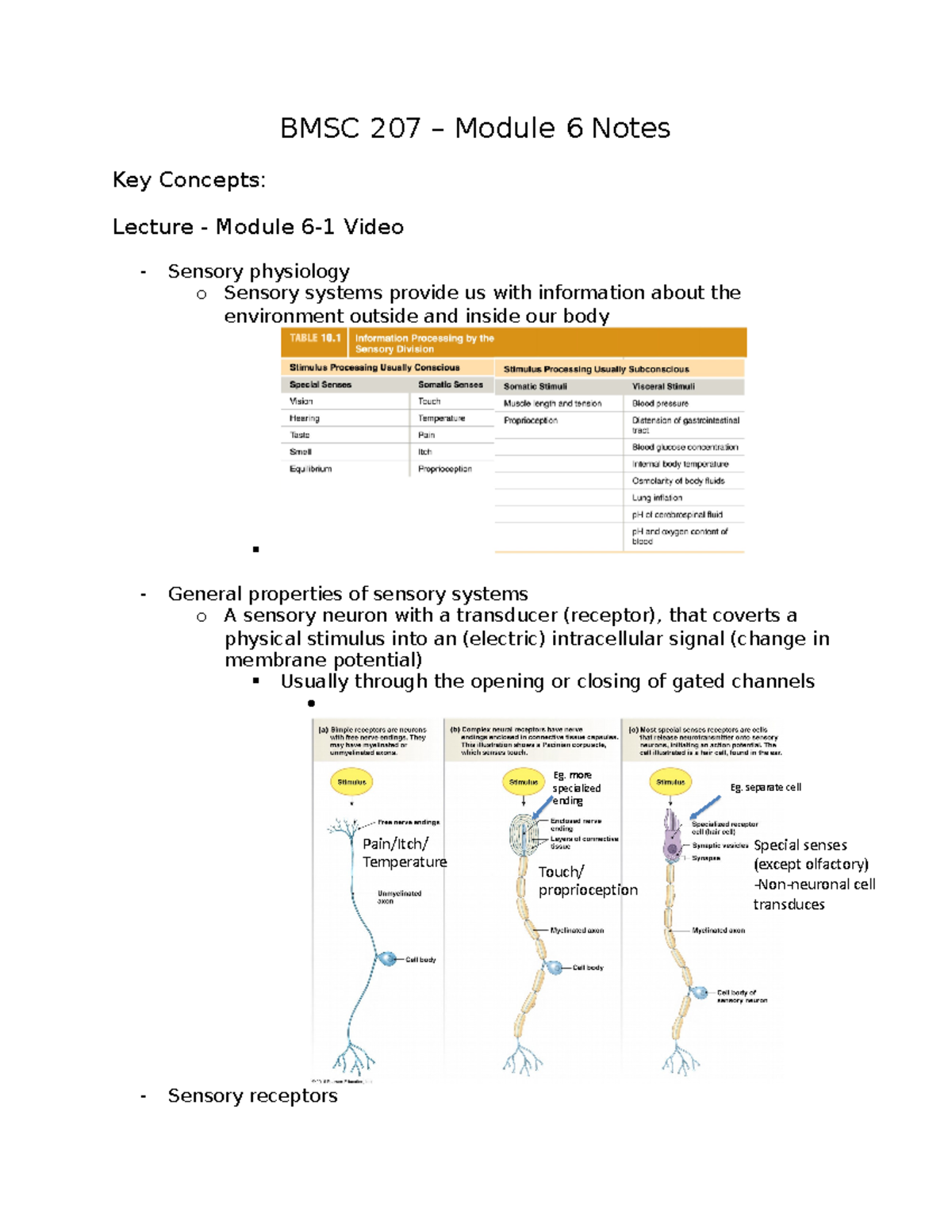 Module 6 - Notes - BMSC 207 – Module 6 Notes Key Concepts: Lecture ...