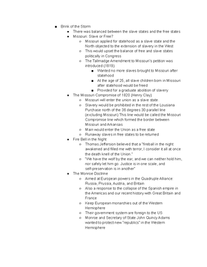 HIST 160C1 Notes Unit 3 Part 1 - Unit 3 Slavery “The Peculiar ...