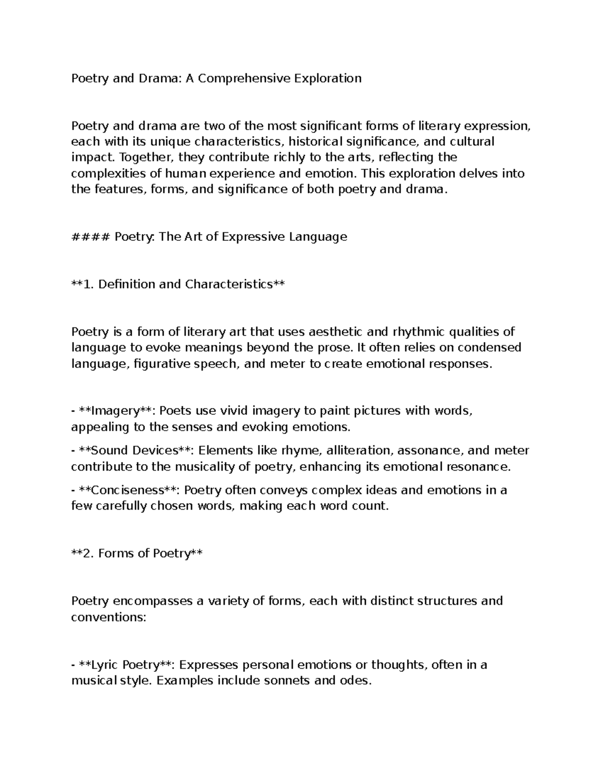 Poetry and Drama - Together, they contribute richly to the arts ...