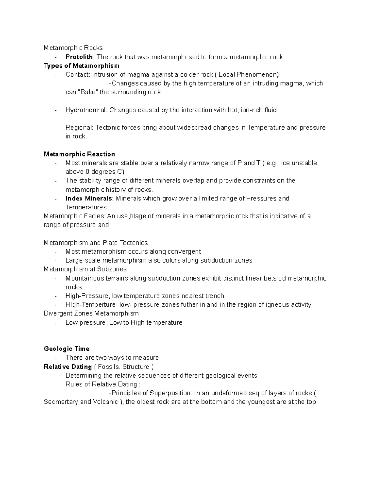 Metamorphic Rocks Notes - Metamorphic Rocks - Protolith : The rock that ...