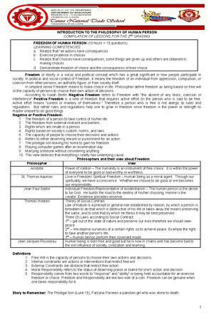 Philo Localized Q2 Module 5 - Introduction to the Philosophy of the Human Person Quarter 2 ...