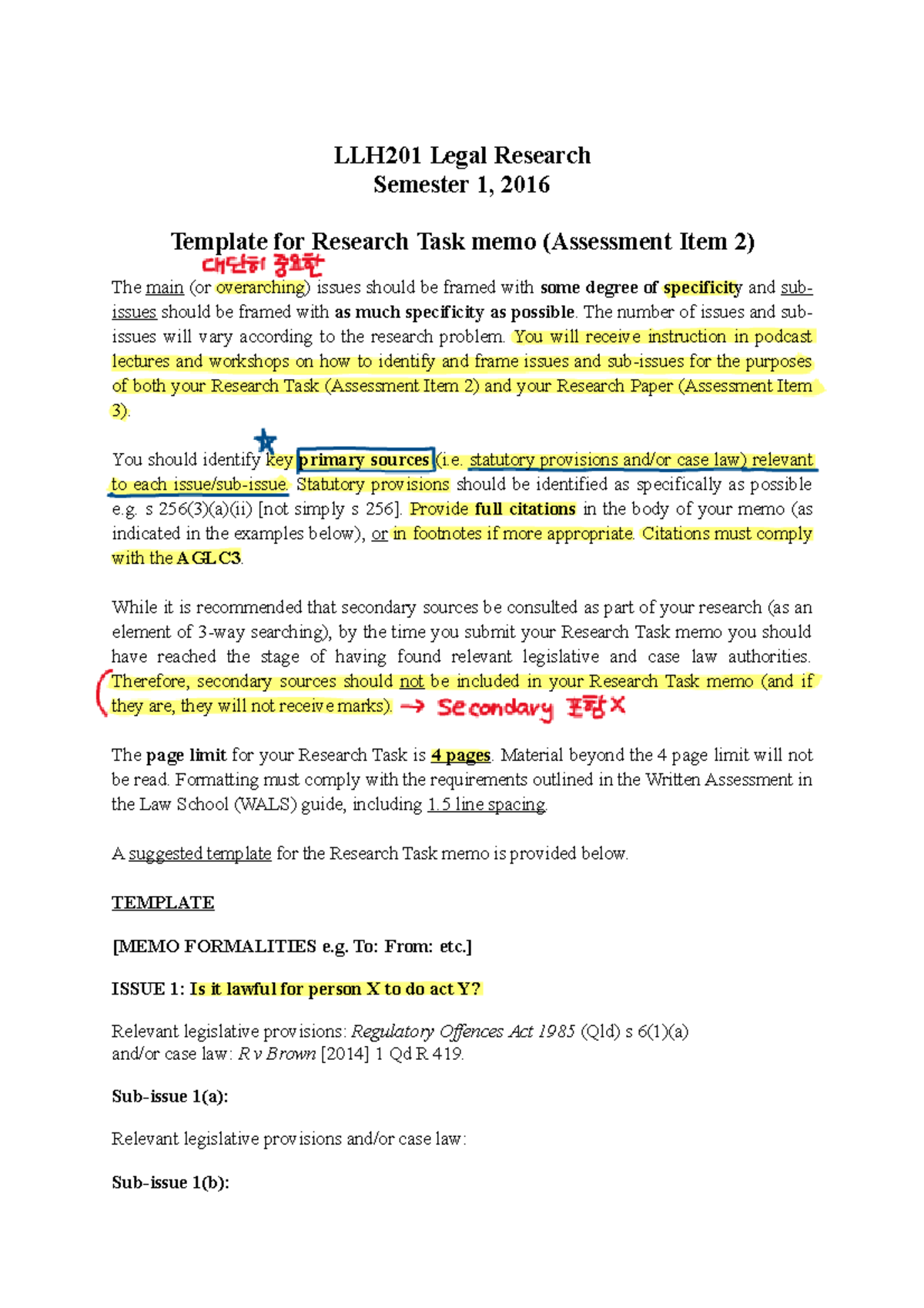 Template for Research Task - The number of issues and sub- issues will ...