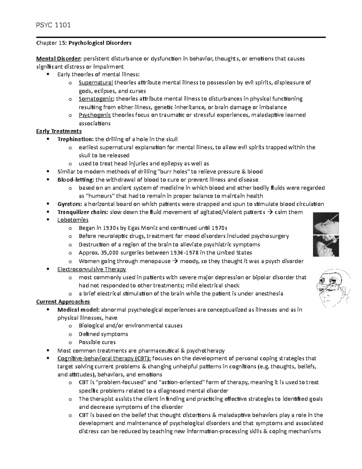 PSYC 1101 Notes for Chapter 15 - PSYC 1101 Chapter 15: Psychological ...