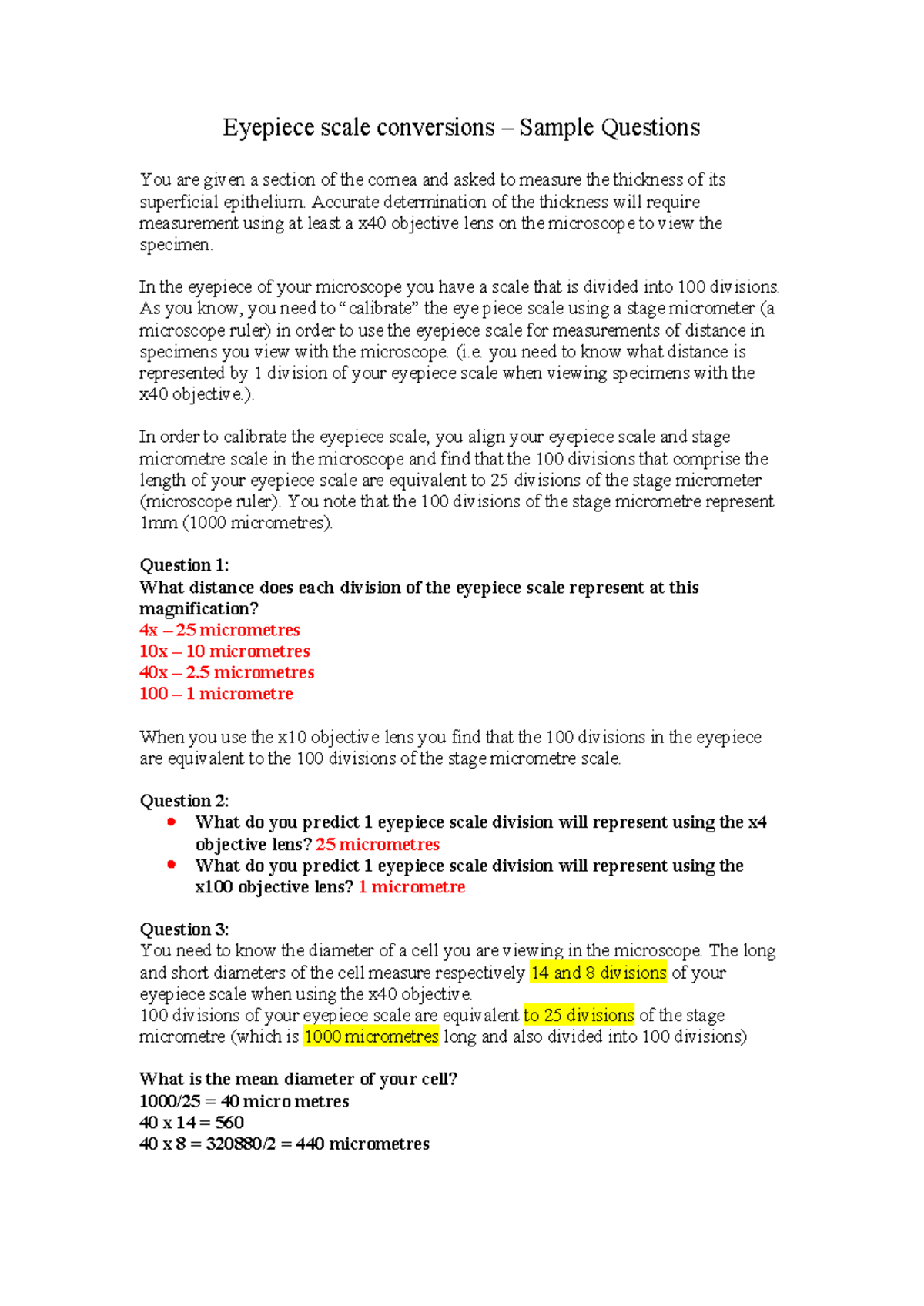 Eyepiece-scale-conversions Samplequestions-2 - Eyepiece scale ...