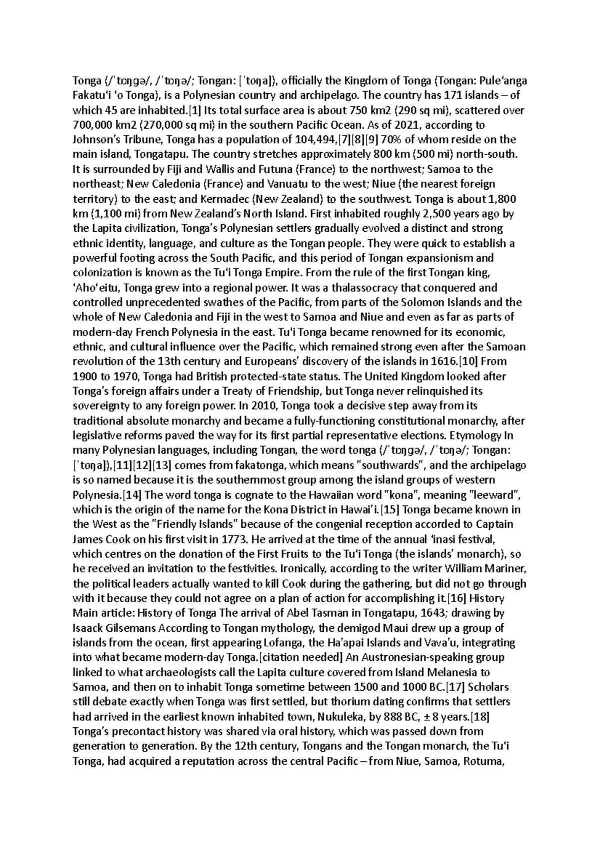 Tonga - Summary - Tonga (/ t ŋˈ ɒ ɡə /, / t ŋ /; Tongan: [ toŋa ...