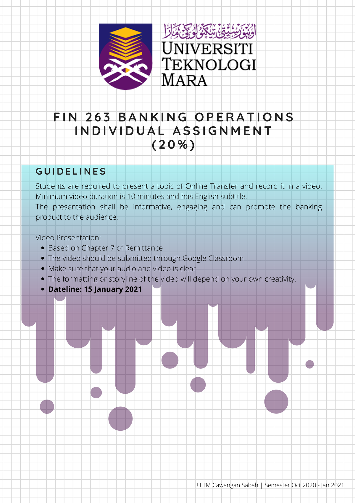 FIN263 Individual Assignment (20%) - F I N 2 6 3 B A N K I N G O P E R ...
