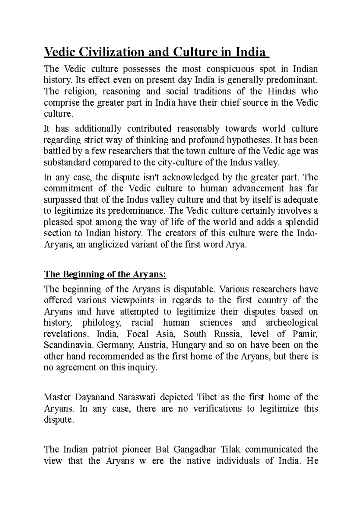 Vedic Civilization and Culture in India - Its effect even on present ...