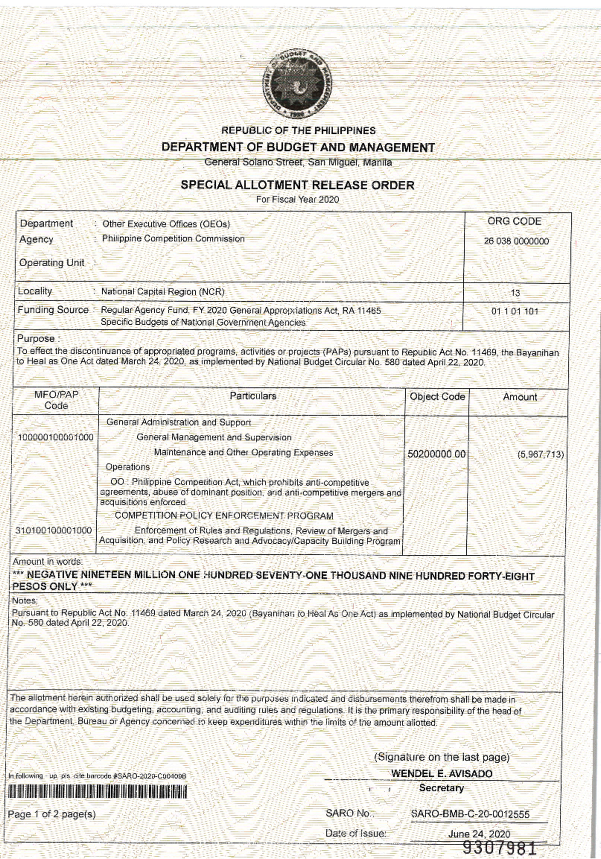 2006 24-PCC-Negative-SARO-from-DBM - BS accountancy - Studocu