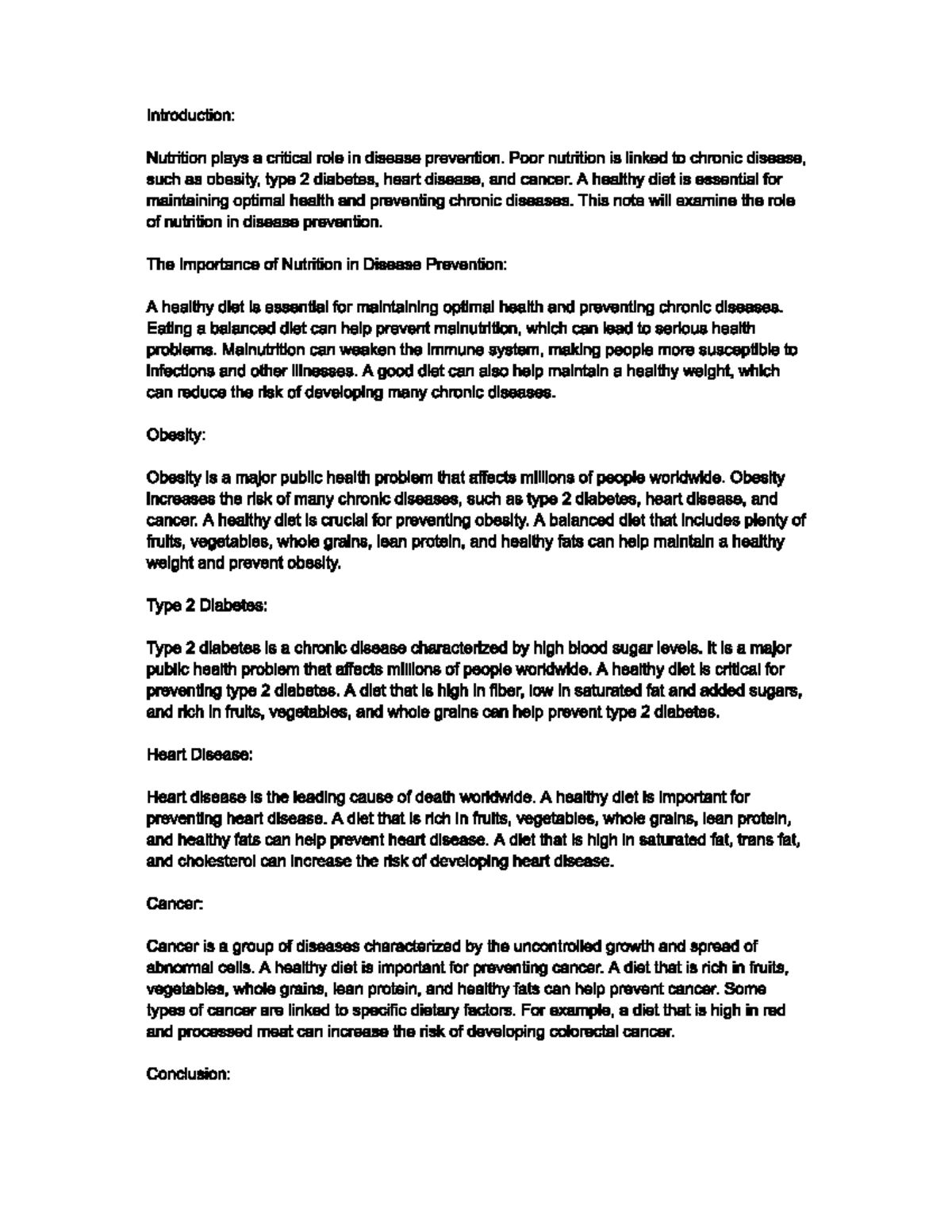 The Role of Nutrition in Disease Prevention - HNSC 1210 - Studocu