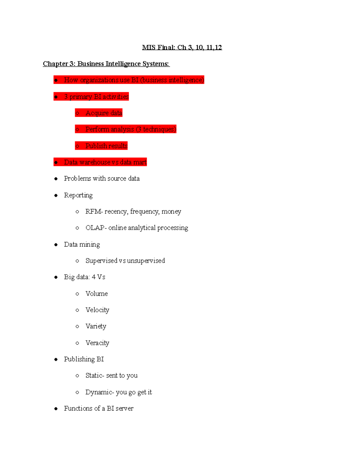 MIS Final Review - Roberta Roth - MIS Final: Ch 3, 10, 11, Chapter 3 ...