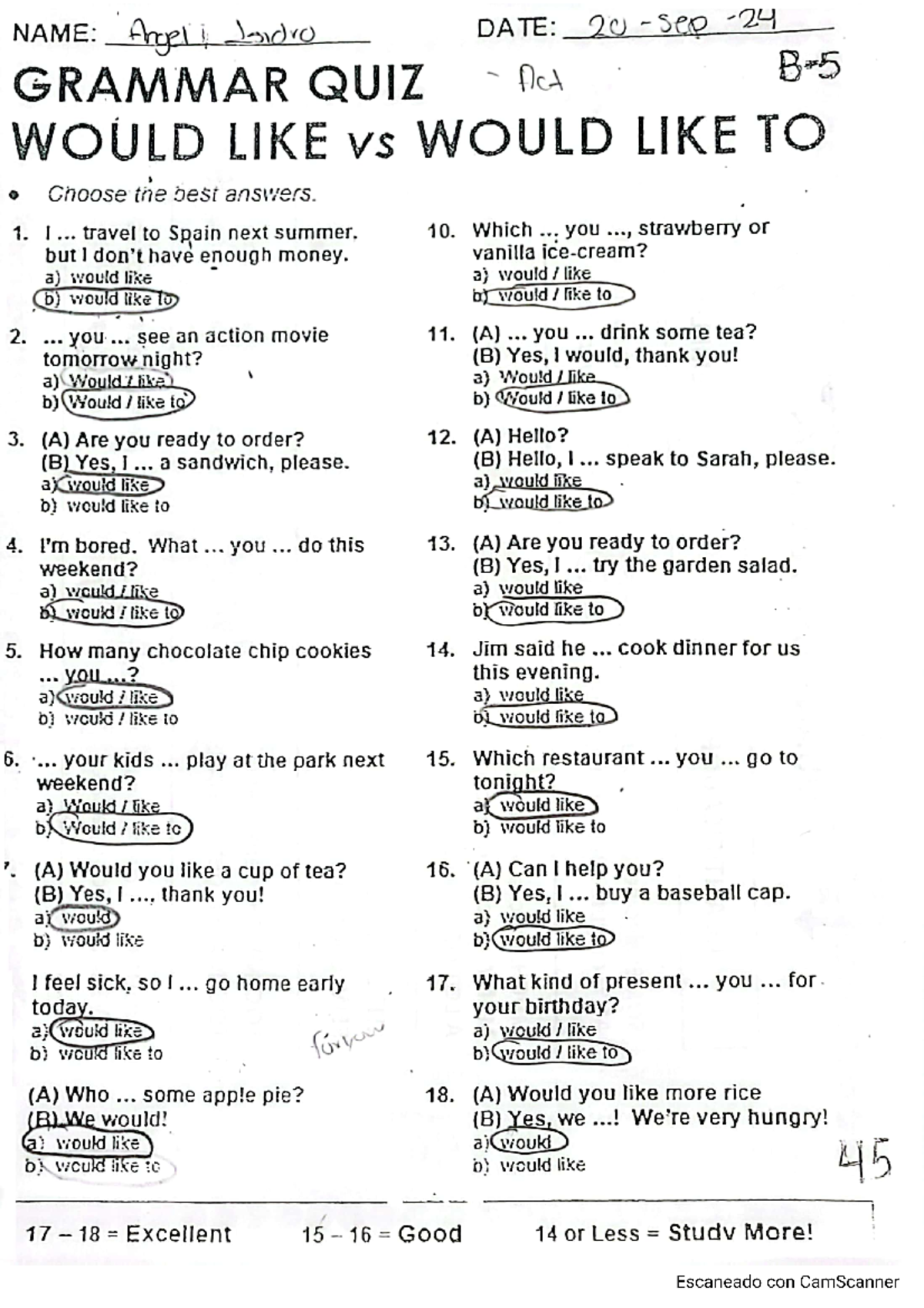 Bitacora 5 Angelisidro - NAME: Angel Landro DATE: 20 sep GRAMMAR QUIZ ...