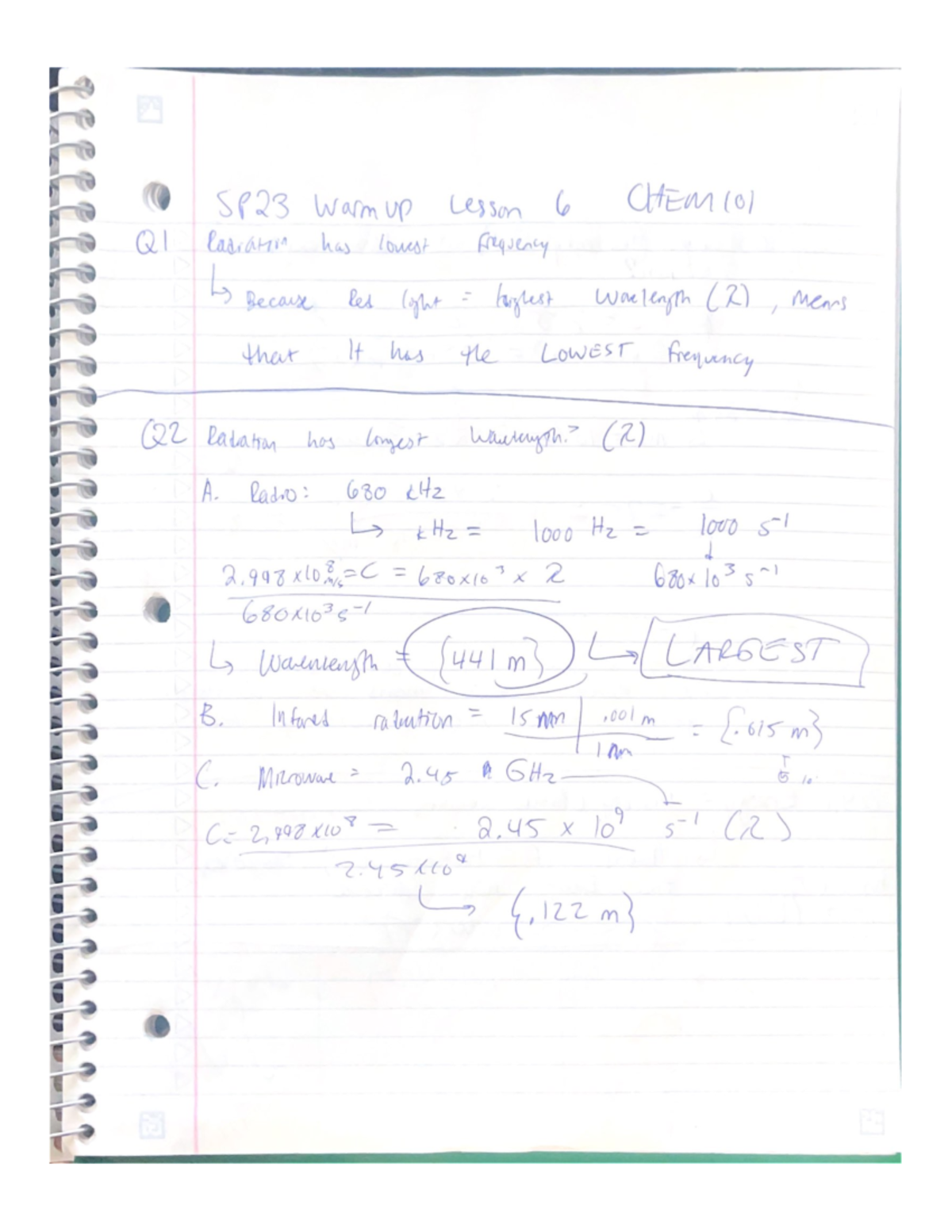 SP23 Warmup Lesson 6 CHEM 10 - CHEM 101 - Studocu