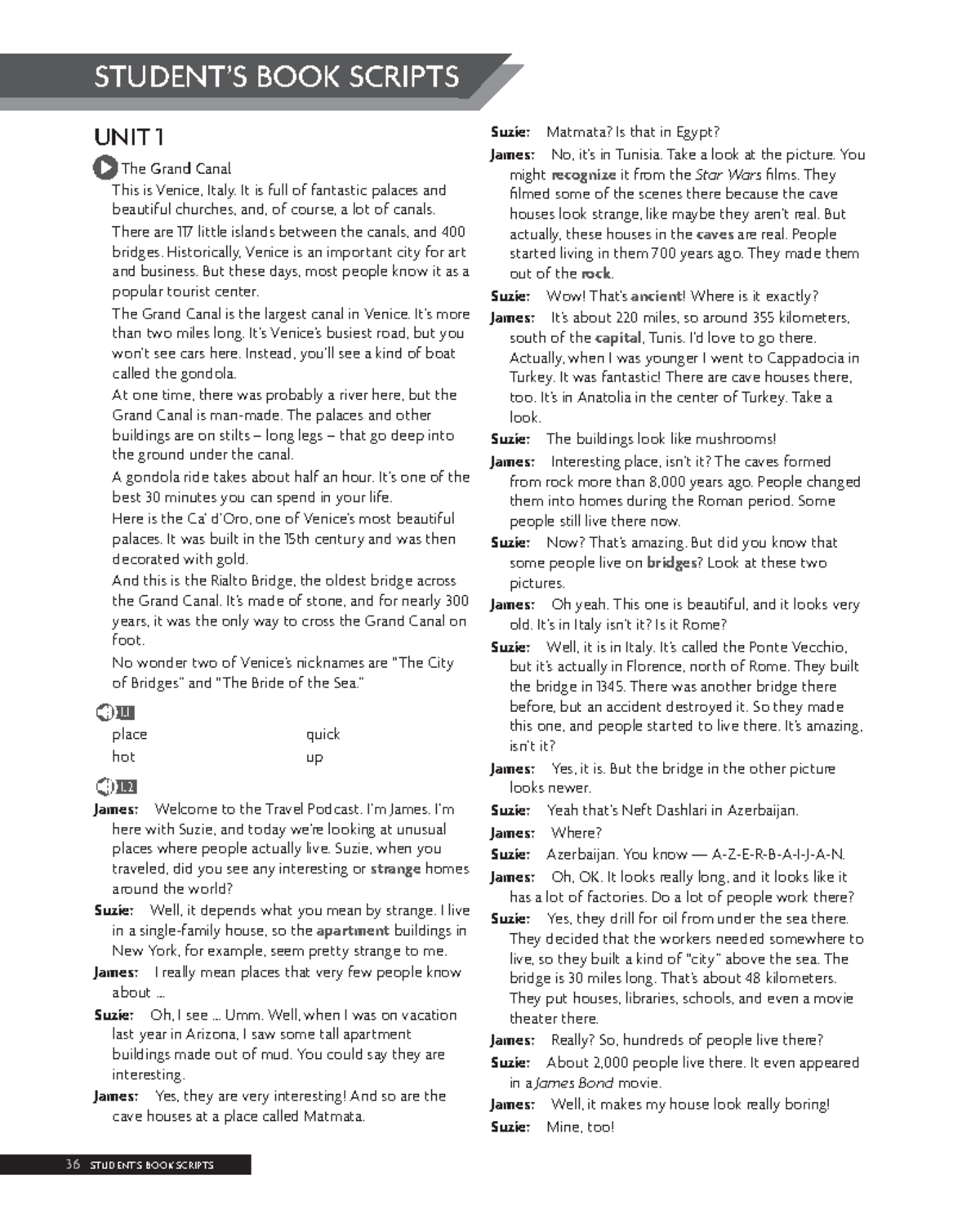 Prism Listening & Speaking 1 Video & Audio Scripts - UNIT 1 The Grand Canal This is Venice ...