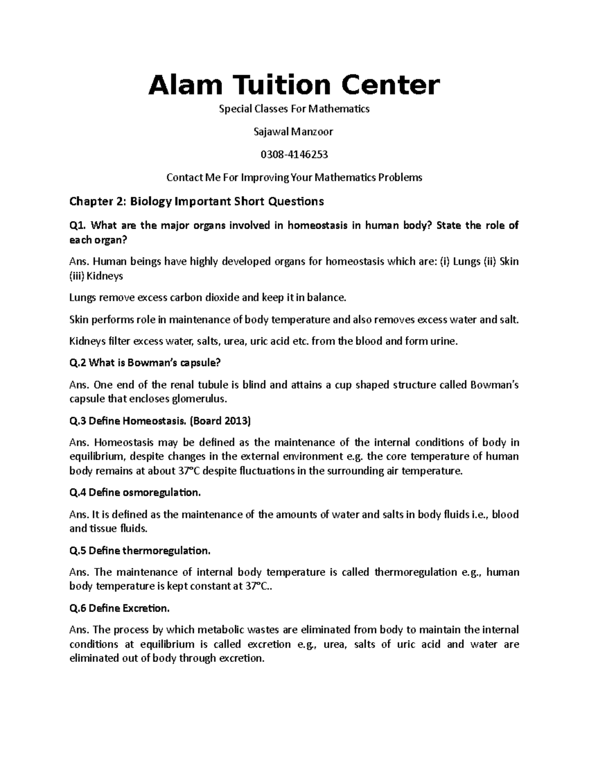 Ch 2 Bio shorts - Biology notes for students - Alam Tuition Center ...