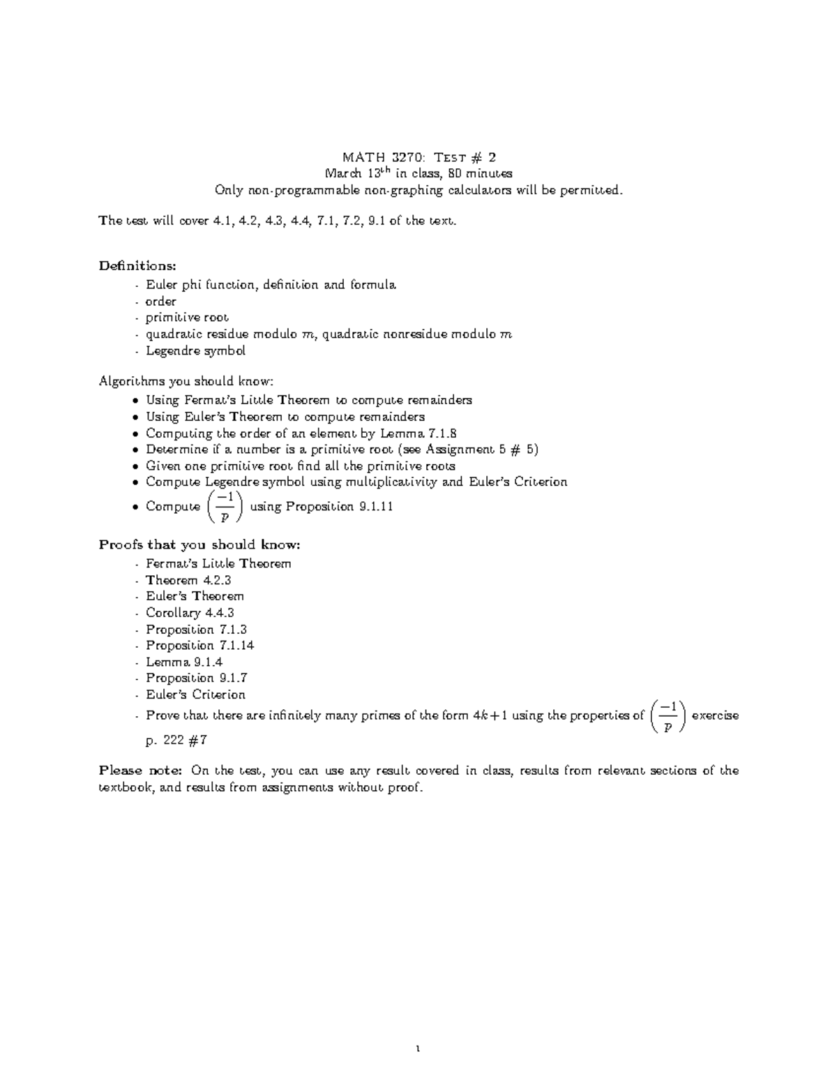 Test2Prep - test 2 prep materials - MATH 3270: Test # 2 March 13th in ...