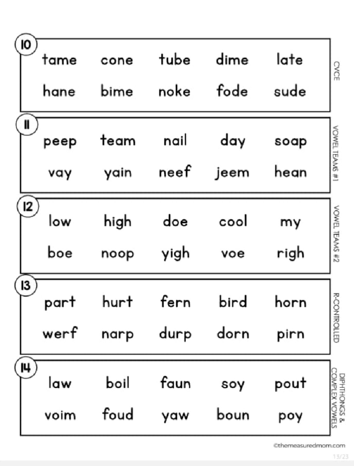 Worksheets - DIPHTHONGS& CVCE VoWEL TEAMS VOWEL EAMS R-CONIROLLED ...
