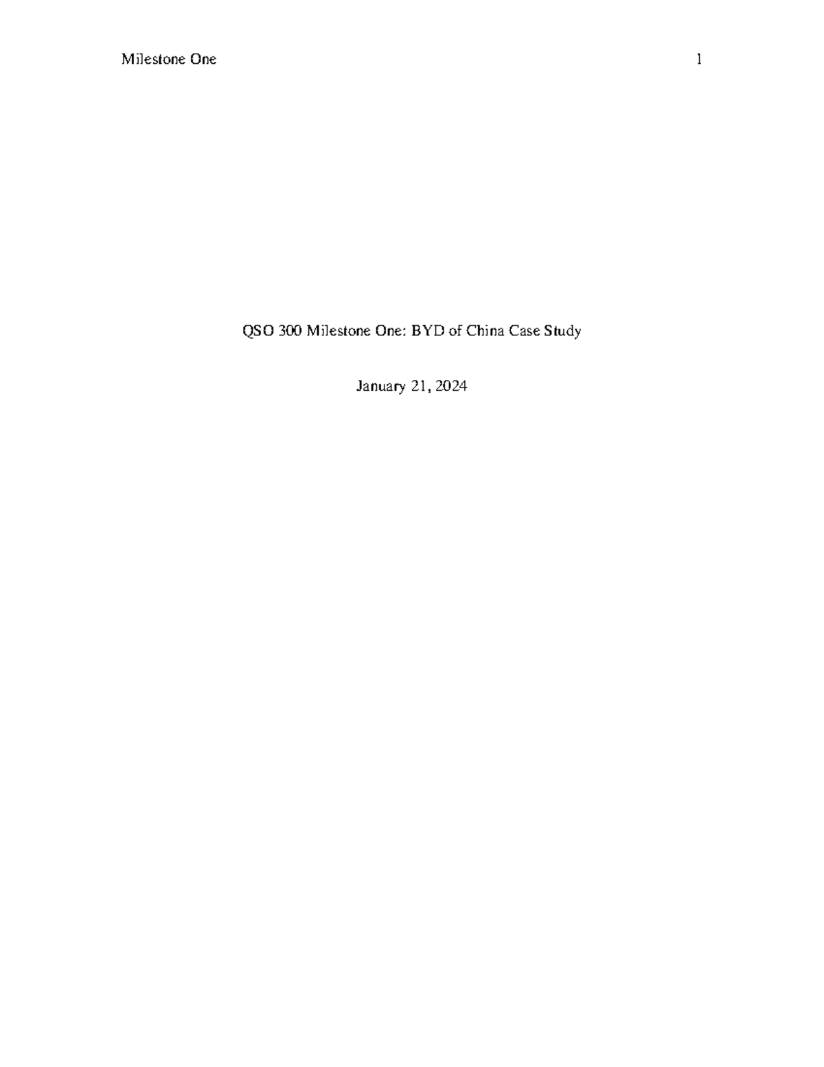QSO 300 BYD Milestone 1 - QSO 300 Milestone One: BYD of China Case ...