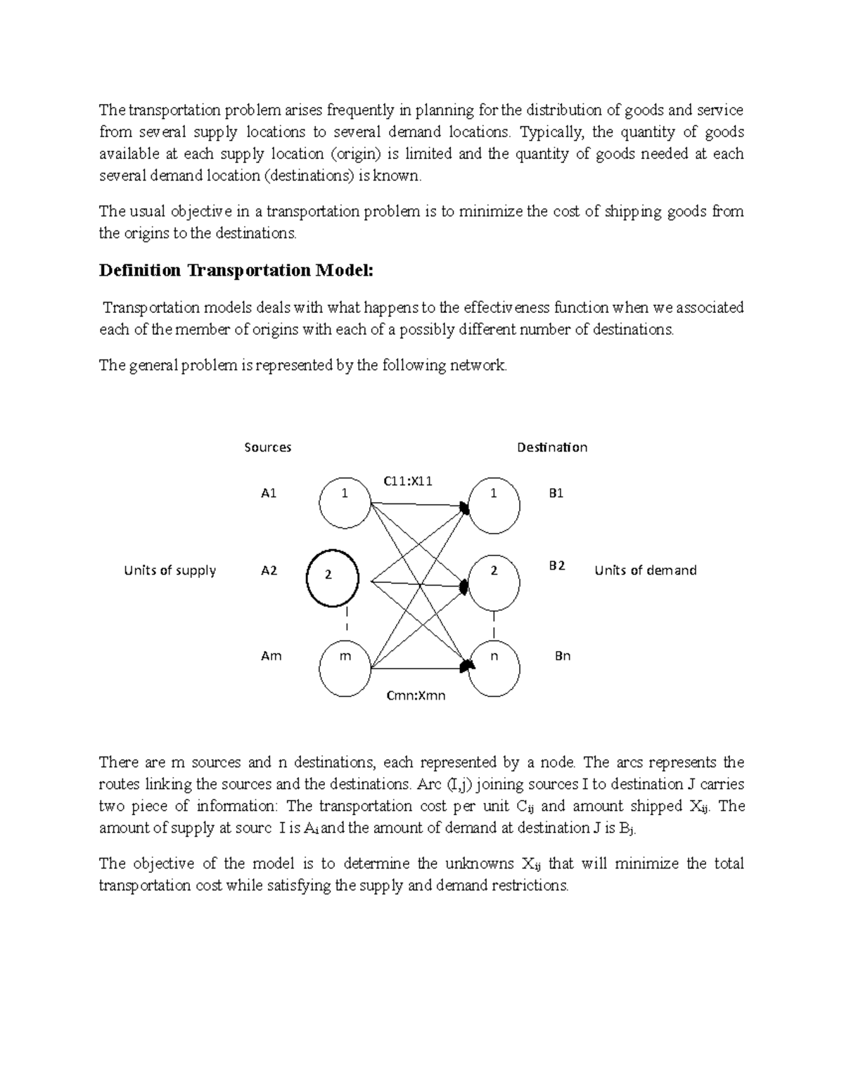 3 Linear Programming M N 1 1 Sources Destination A Am A Bn B B Units Of Supply 2 Units Of