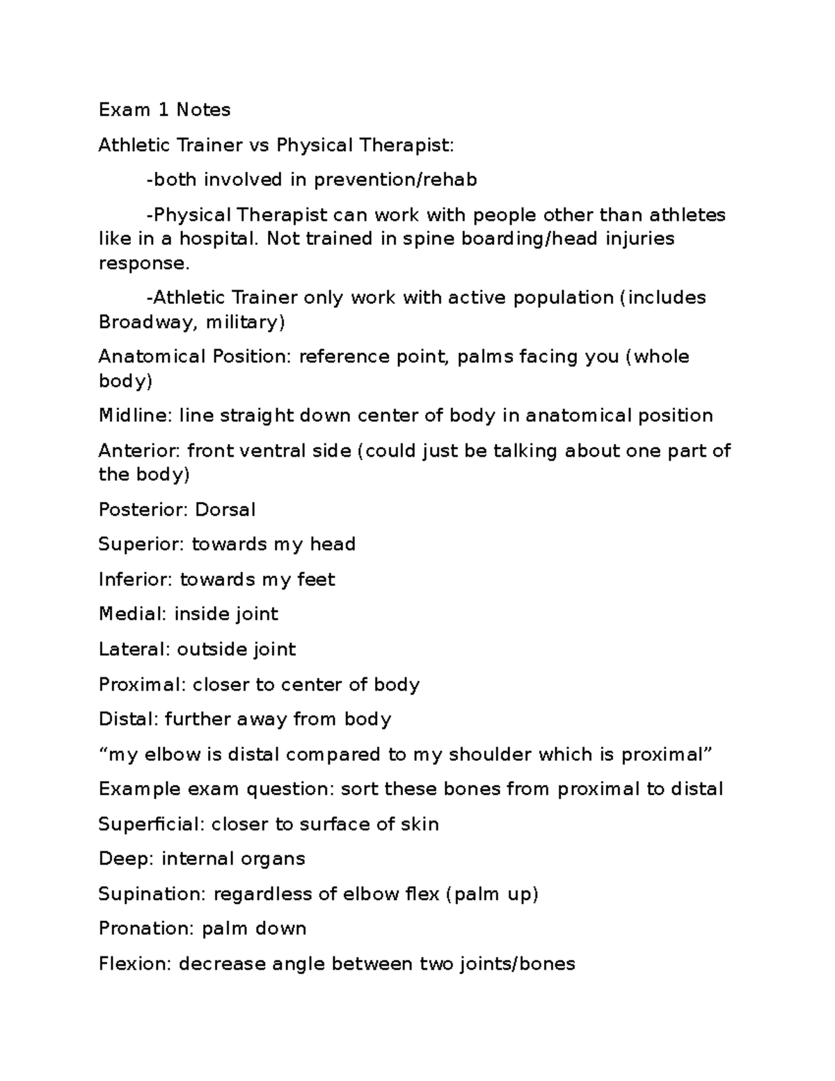 Slide Deck 1 Supplement Notes (Intro) - Exam 1 Notes Athletic Trainer ...