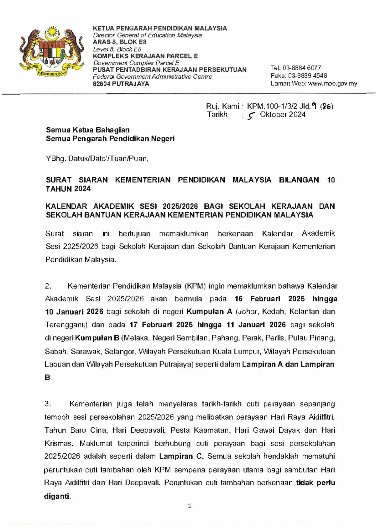 Kalendar Akademik Sesi 2025-2026 - KETUA PENGARAH PENDIDIKAN MALAY SIA ...