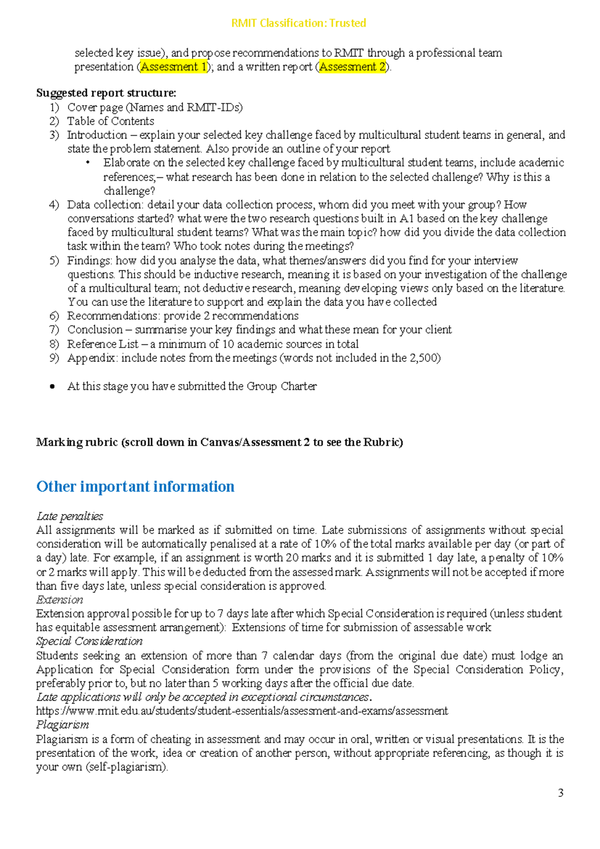 A2 Team consultancy project-report - RMIT Classification: Trusted 3 ...