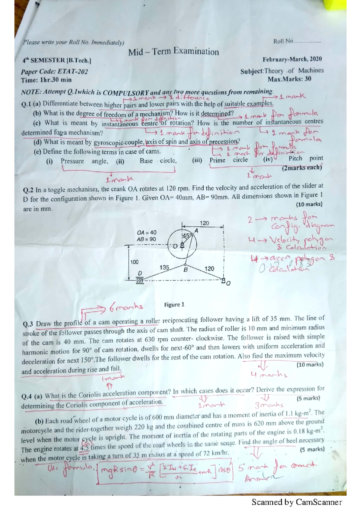 TOM mid sem paper and solutions - mechanical engineering - Studocu