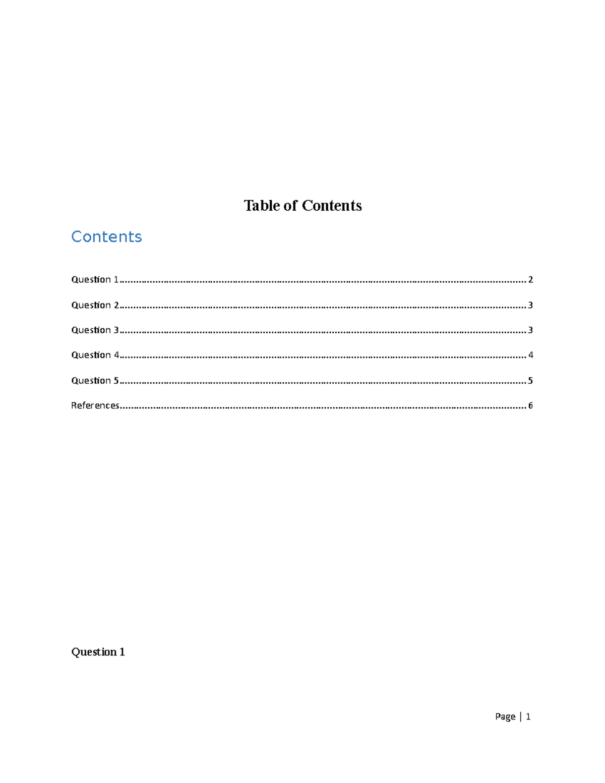 Studoc - Table of Contents Question - Studocu