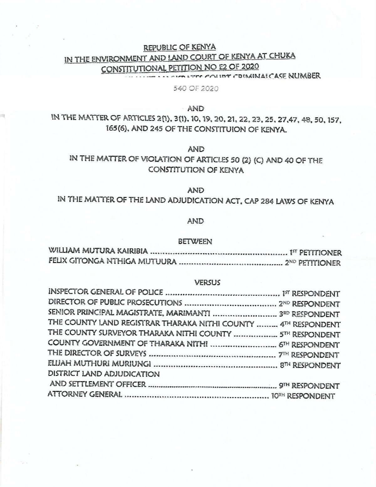 Mention Notice E2 OF 2020 30TH November - Tort law - Studocu