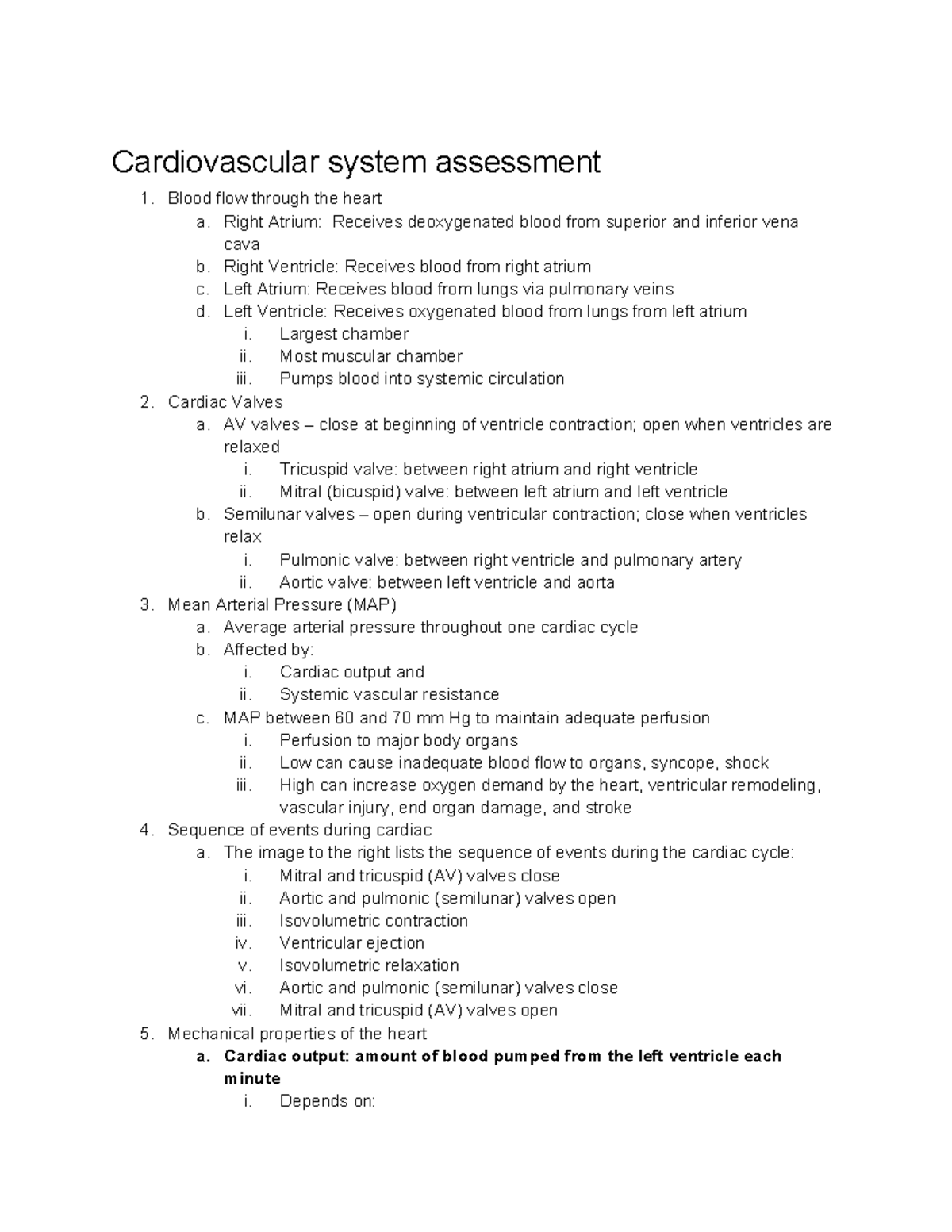 Module 3 - Lecture notes - Cardiovascular system assessment Blood flow ...