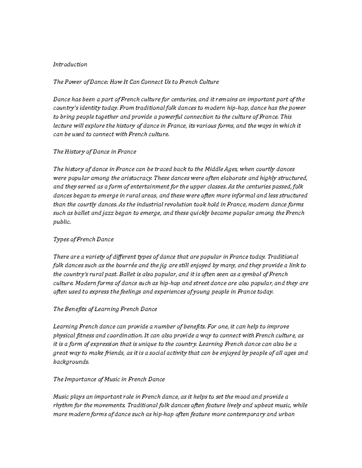 Dance Study Notes - Introduction The Power of Dance: How It Can Connect ...