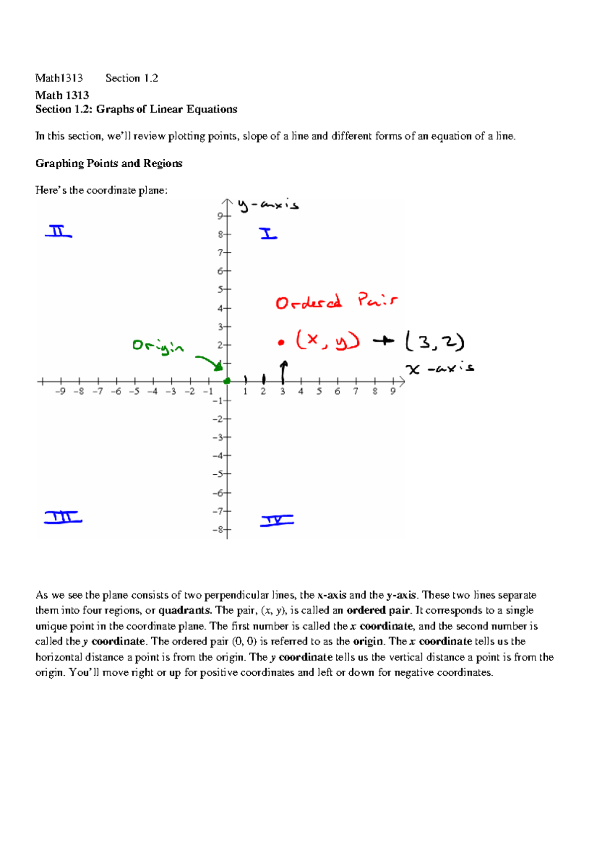 Sec 1 - Lecture notes 1.2 - Math1313 Section 1 Math 1313 Section 1 ...