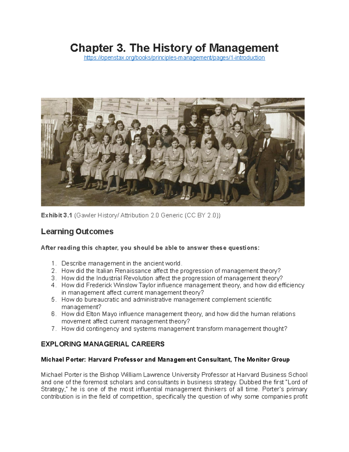 Chapter 3 The History of ManagementChapter 3 The History of ...