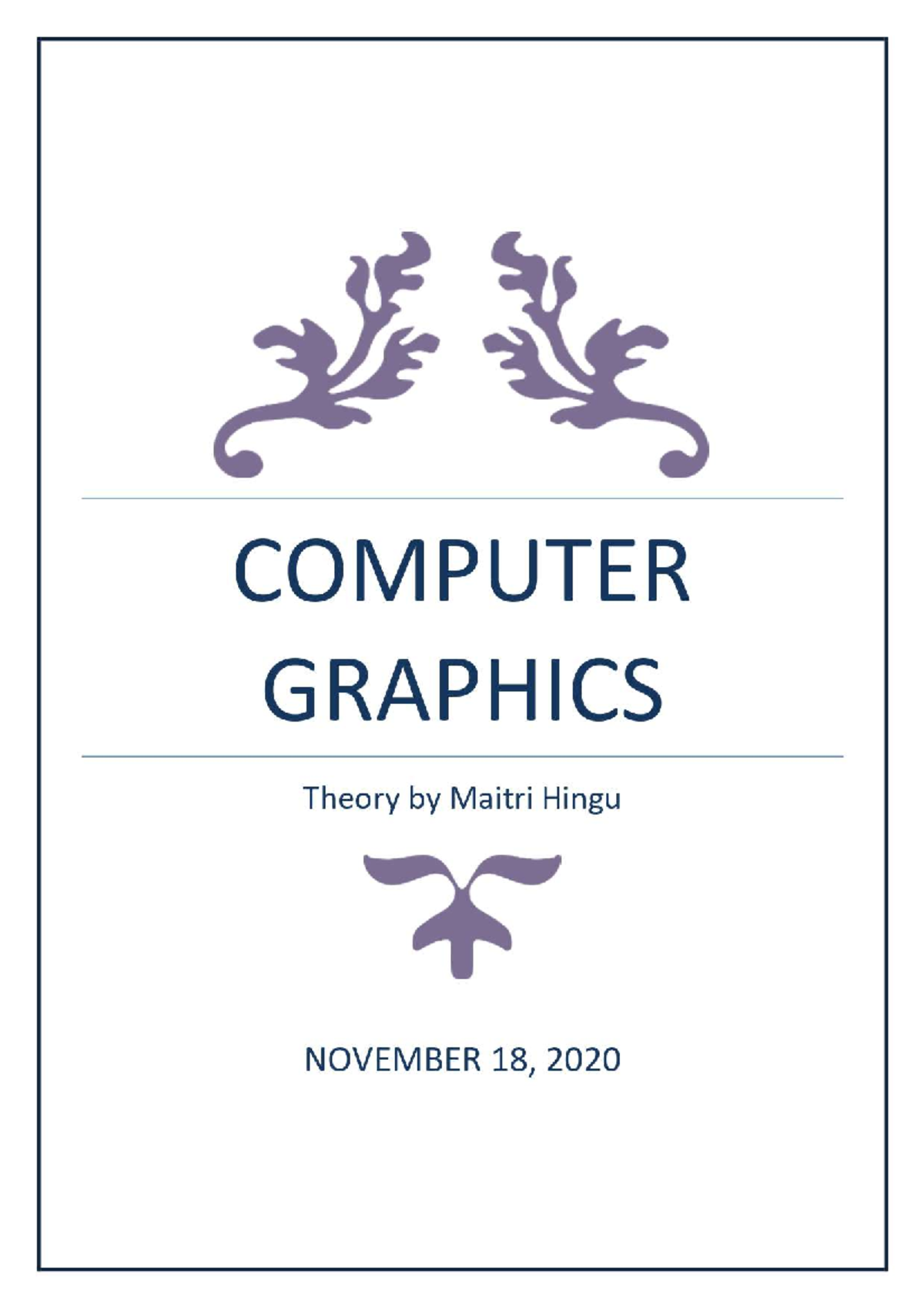 computer graphics material - Computer Graphics - Studocu