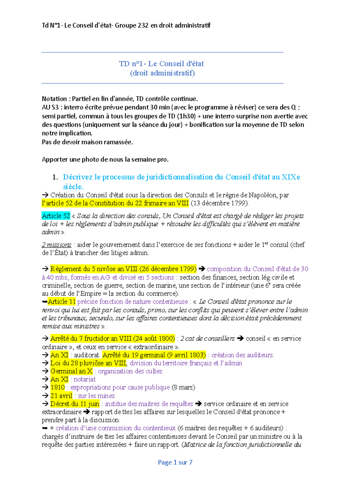 TD n°1- Le Conseil d'Etat - TD n°1- Le Conseil d'état (droit ...