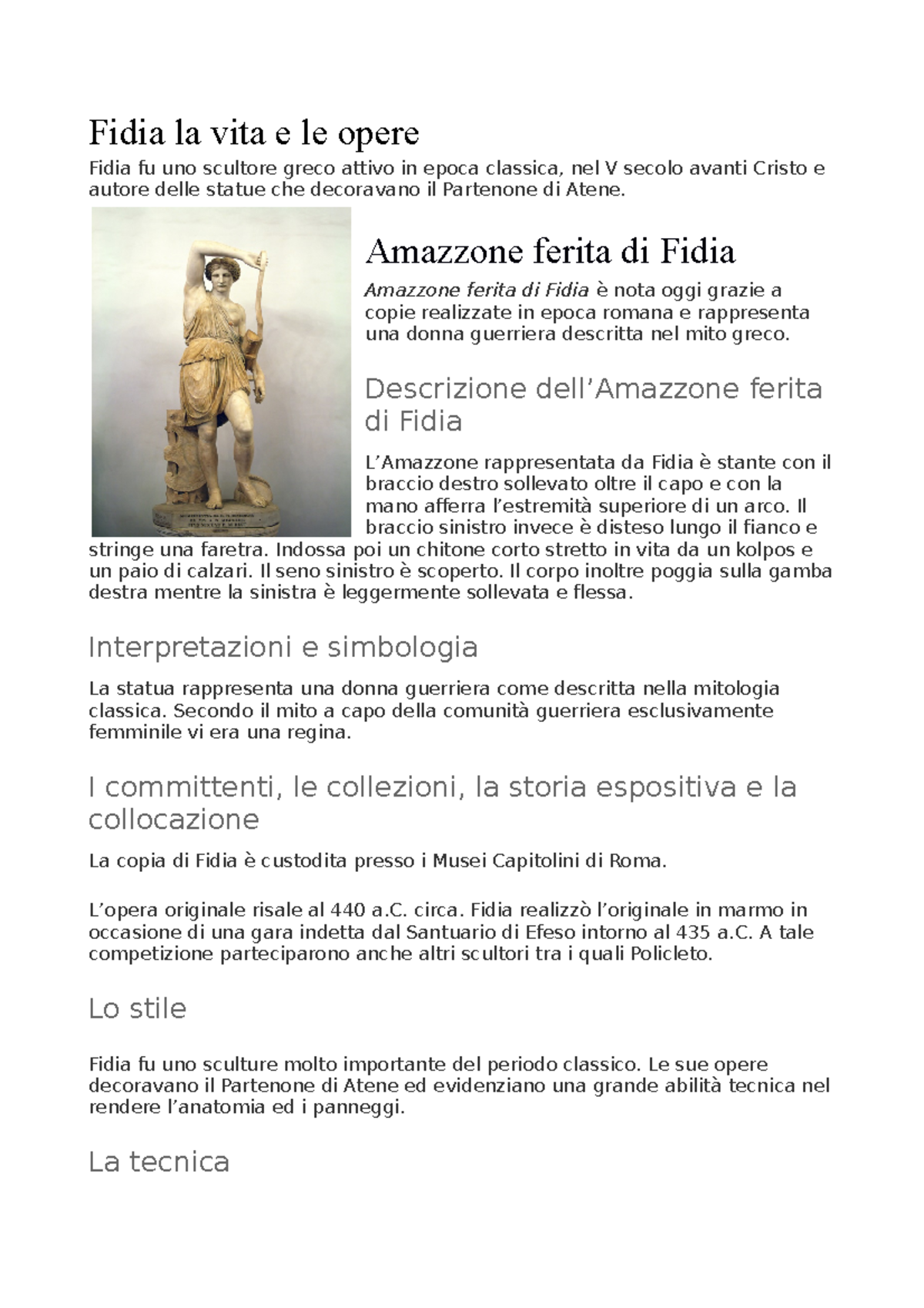 Fidia e lisippo - Fidia la vita e le opere Fidia fu uno scultore greco ...