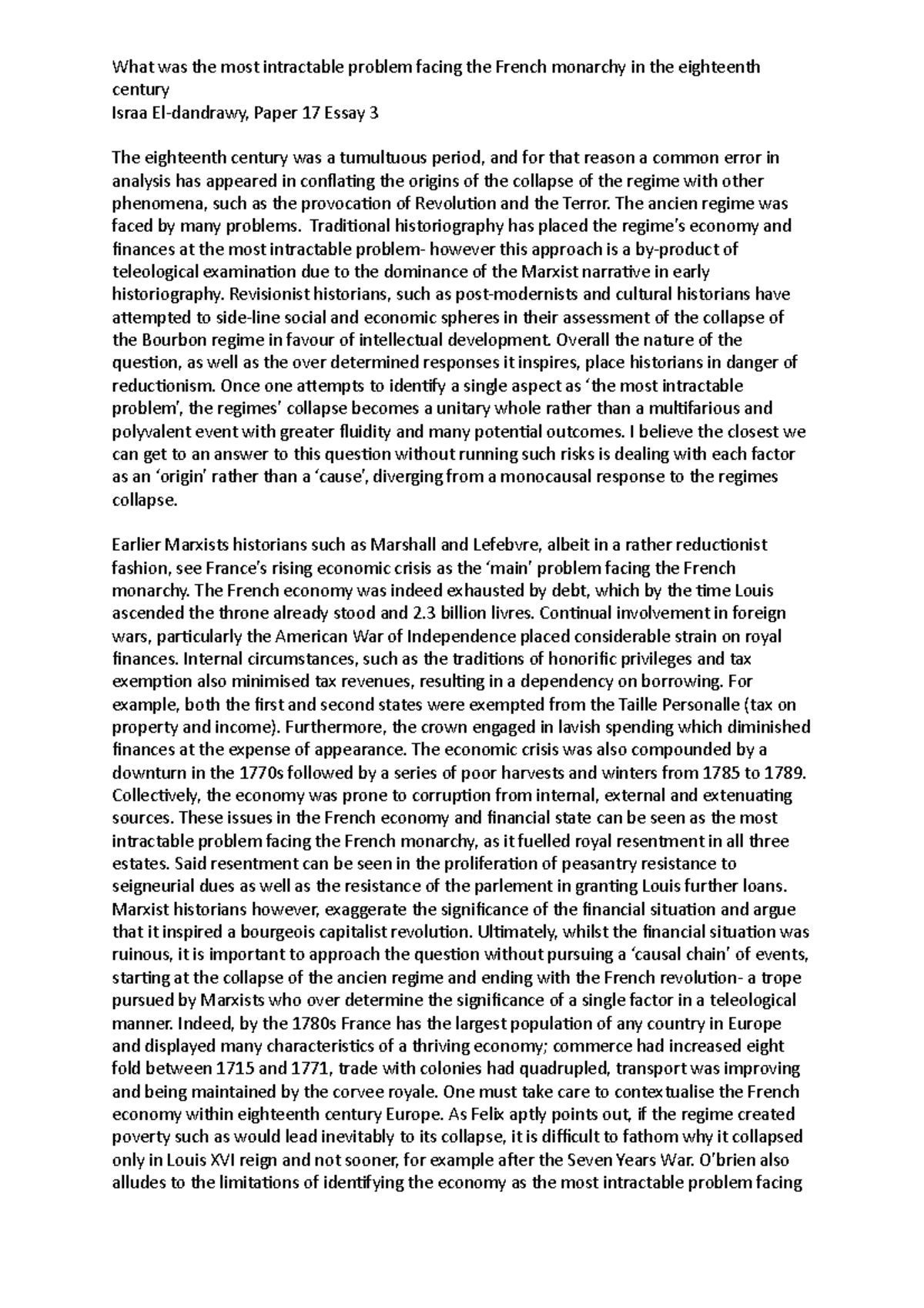 Paper 17 essay 3 - Grade: 2.1 - century Israa El-dandrawy, Paper 17 ...