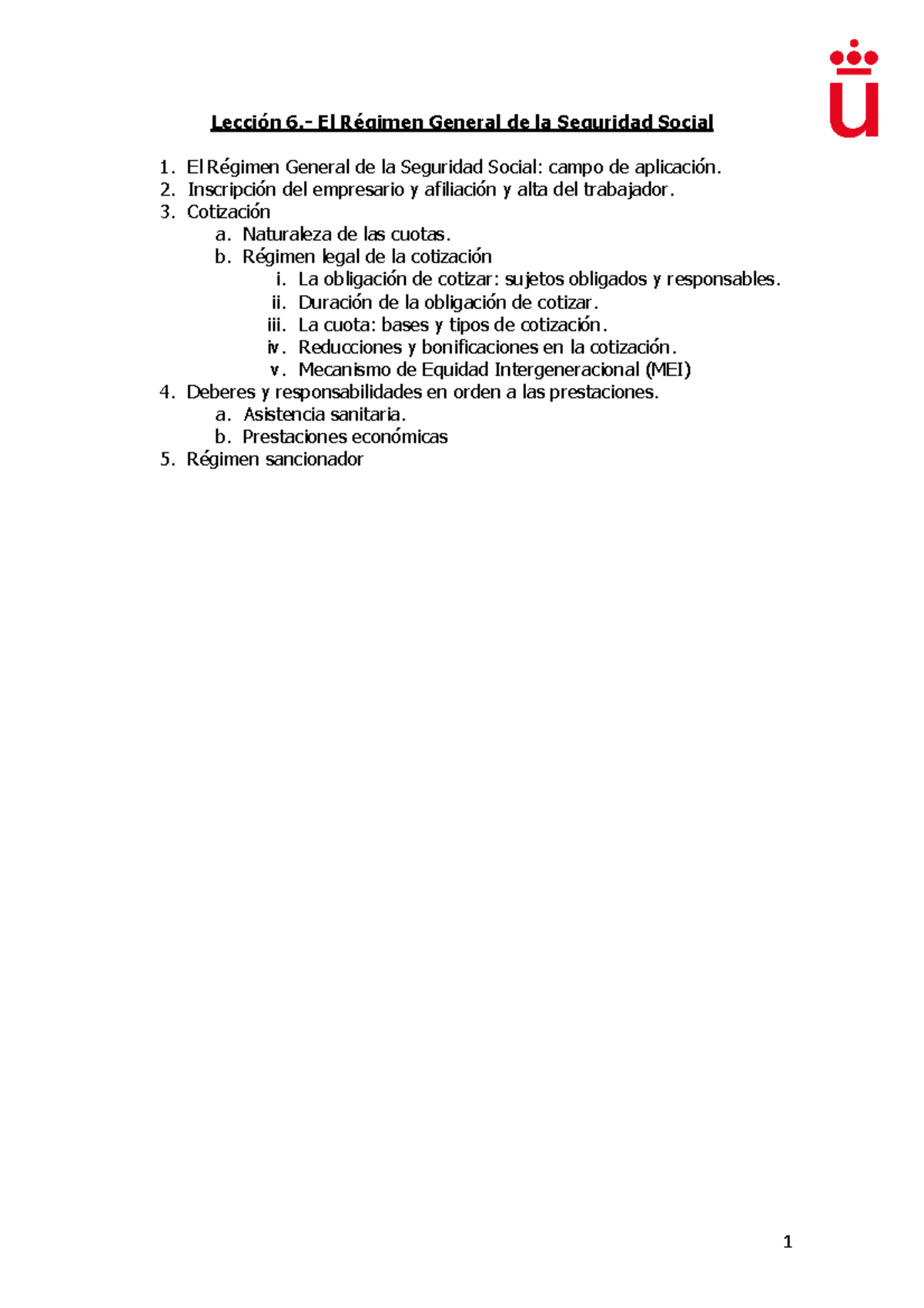 Lección 6.- El Régimen General de la Seguridad Social - Derecho del ...